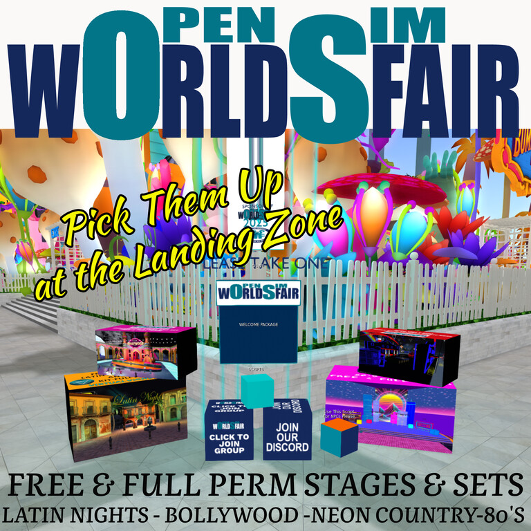 KimmStarr: FREE & FULL PERM STAGES & SETS AVAILABLE AT THE OPENSIM WORLDS FAIR LANDING ZONE Latin